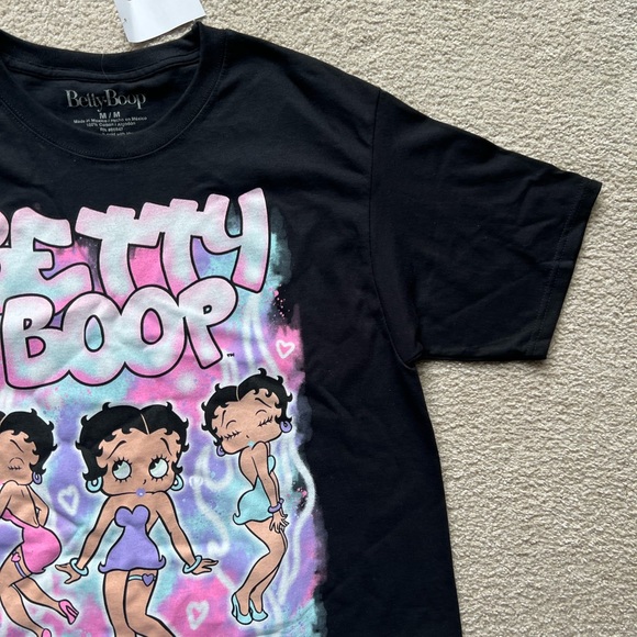Betty Boop | Tops | Betty Boop Shirt Black Short Sleeve Graphic Tee T Shirt Cropped Top Tee New ...